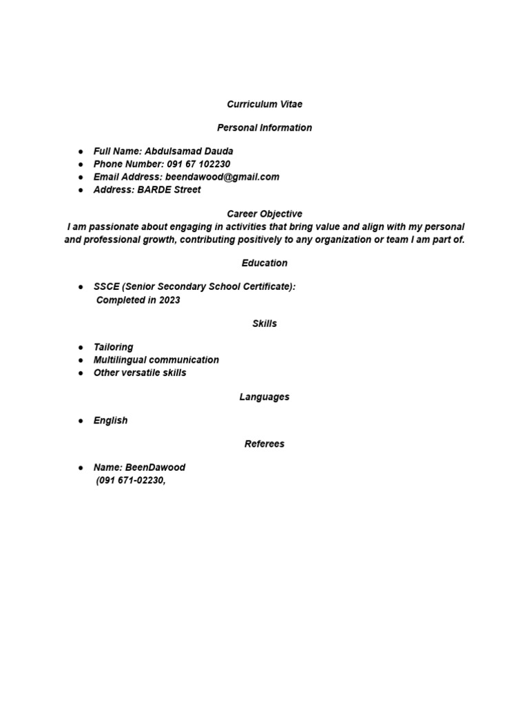 Abdulsamad Dauda CV 2023 | PDF