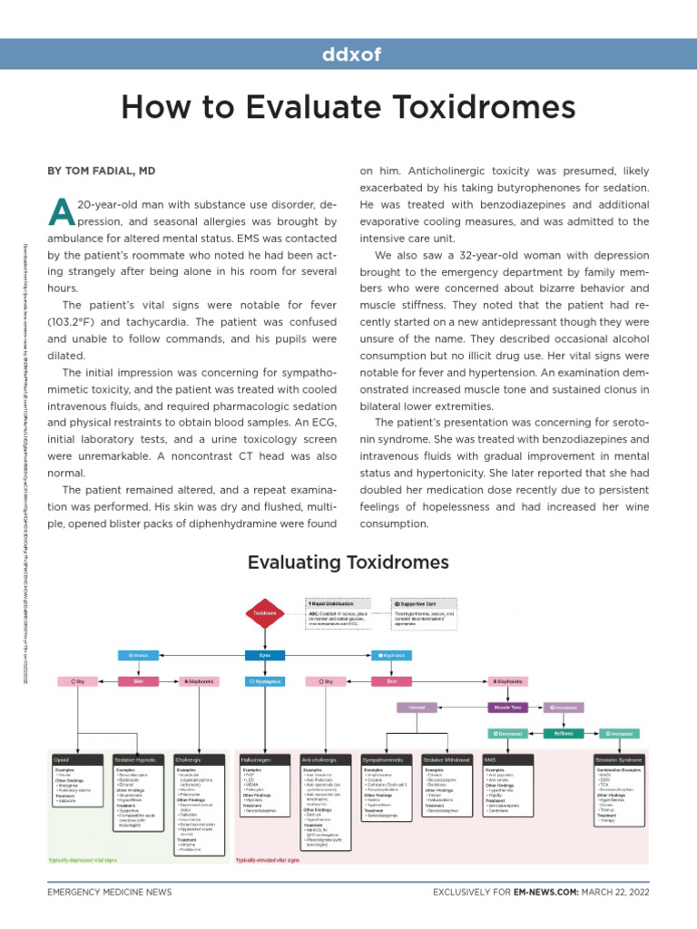 How To Evaluate Toxidromes | PDF | Benzodiazepine | Medical Specialties