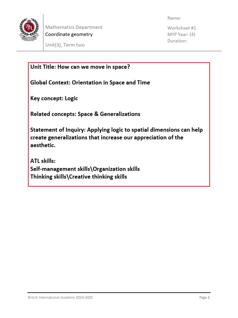 WS - Year (4) - UNIT 3 - Worksheet #1 | PDF | Circle | Triangle