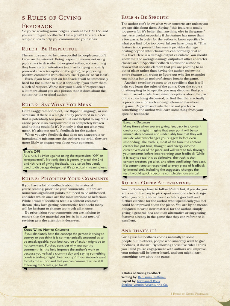 5 Rules of Giving Feedback | PDF