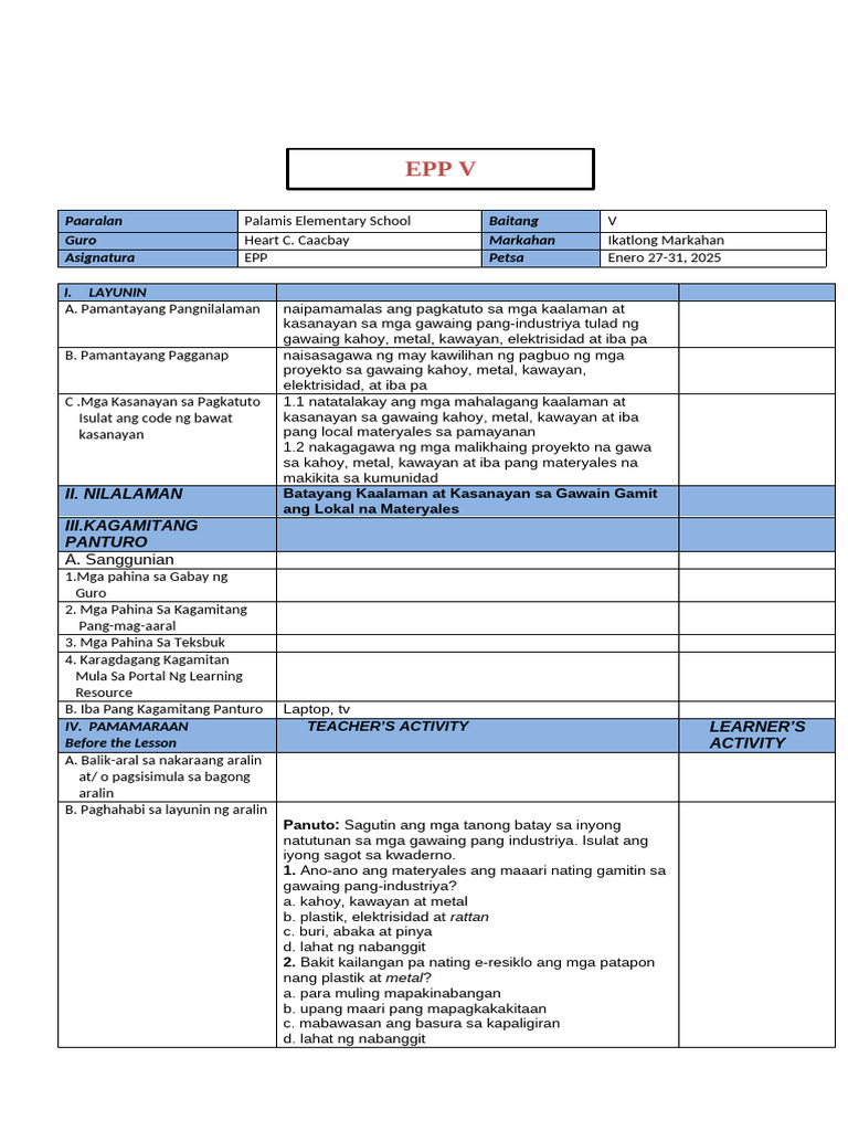 EPP 5 week 1 4TH QUARTER 2 | PDF