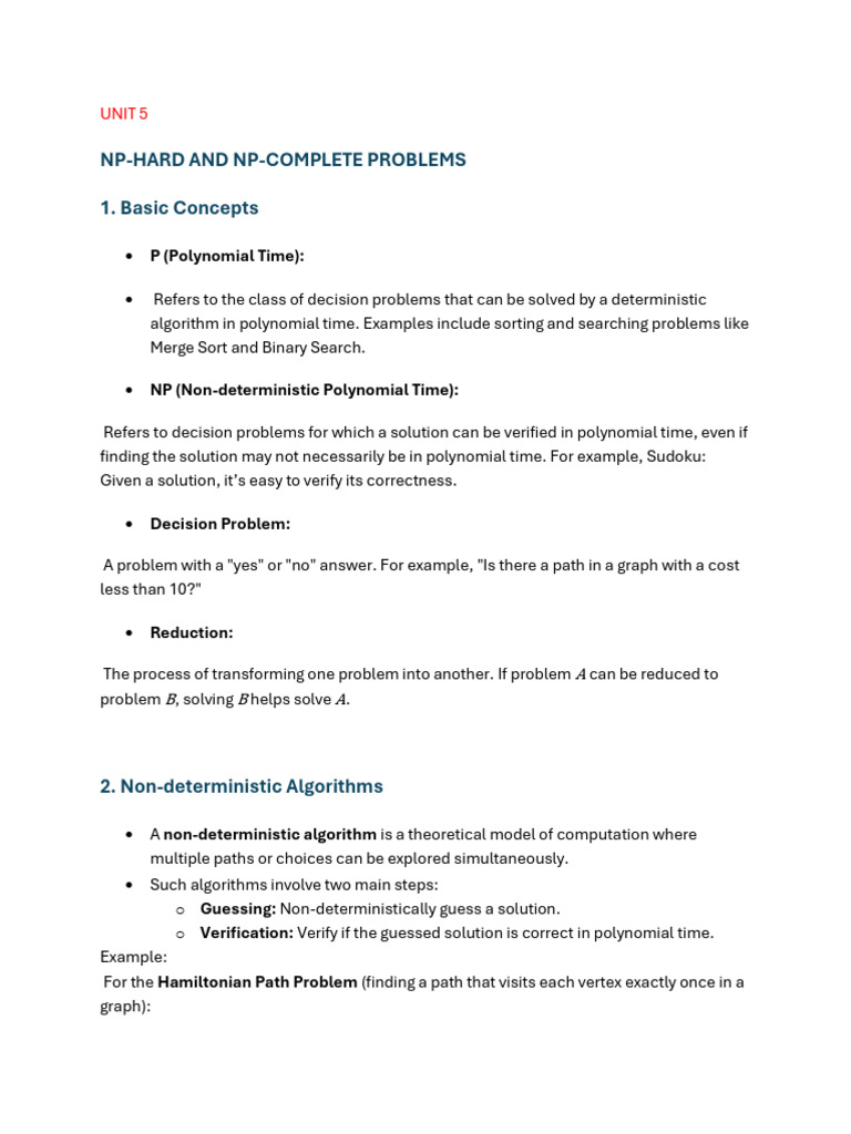 UNIT 5 | PDF | Theoretical Computer Science | Computational Complexity Theory