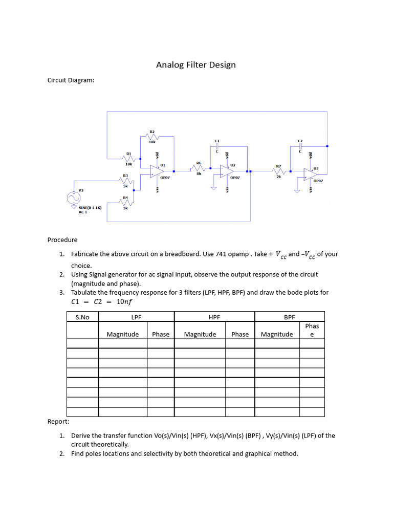 Analog Filter Design | PDF
