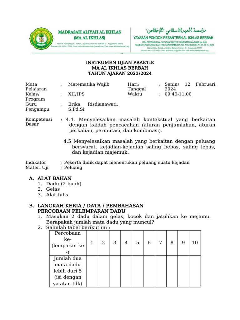 Xii - Soal - Matematika Wajib - Up | PDF