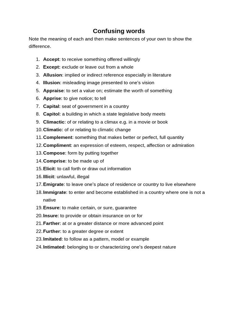 Understanding Confusing Words | PDF