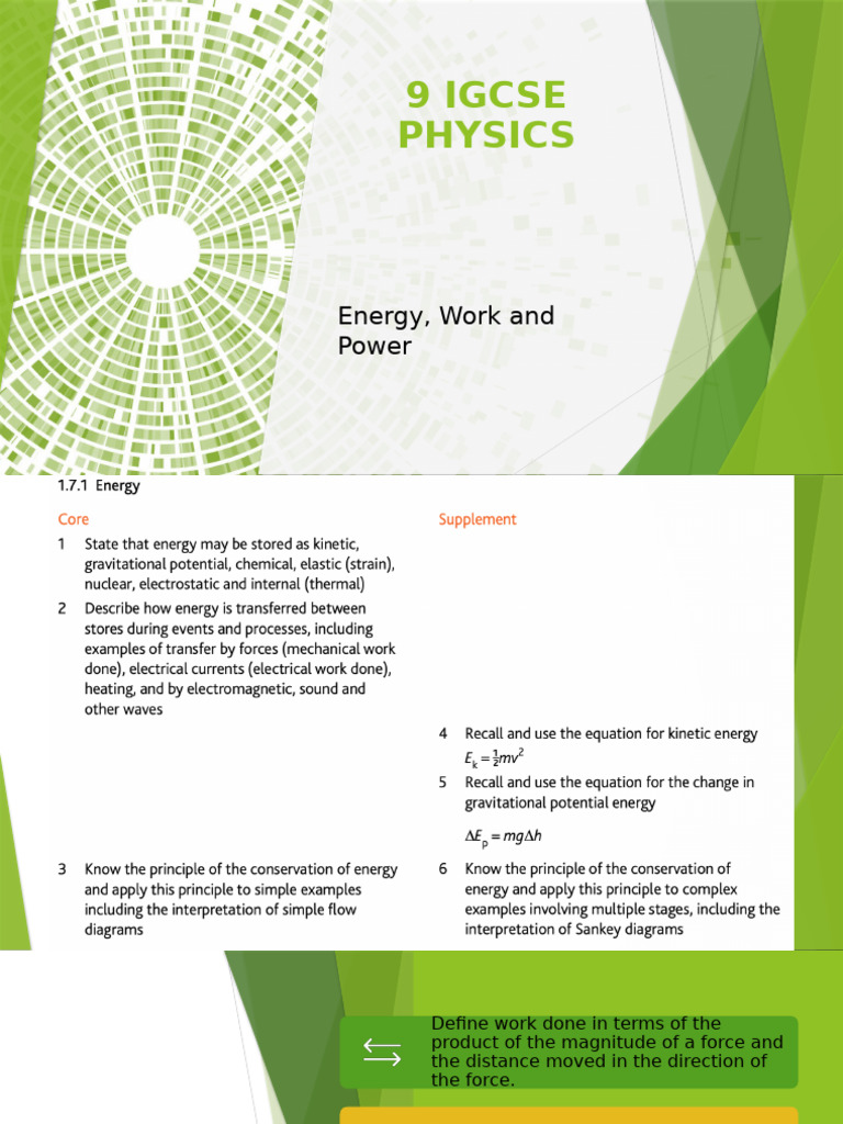 IGCSE Physics: Energy, Work, Power Concepts | PDF | Potential Energy ...