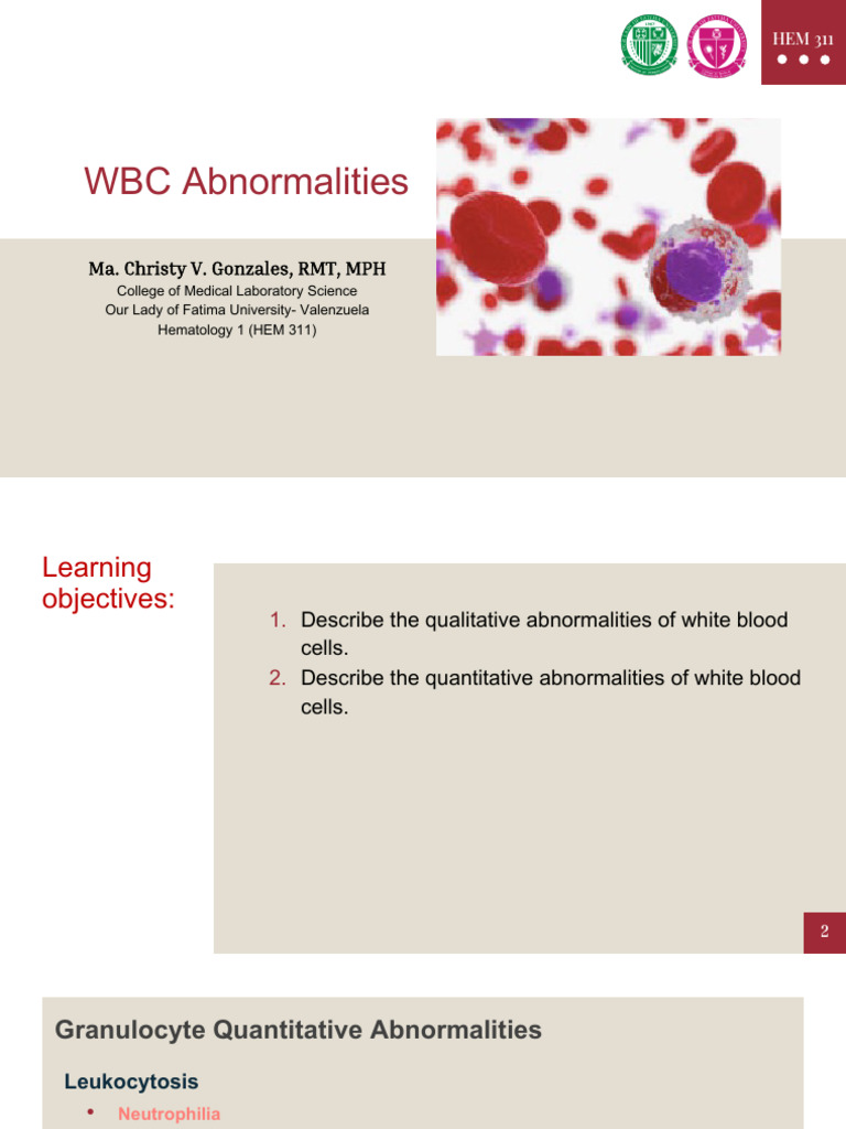 Week 14 WBC Abnormalities | PDF | Granulocyte | White Blood Cell