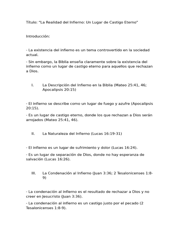 Infierno: Castigo Eterno según la Biblia | PDF