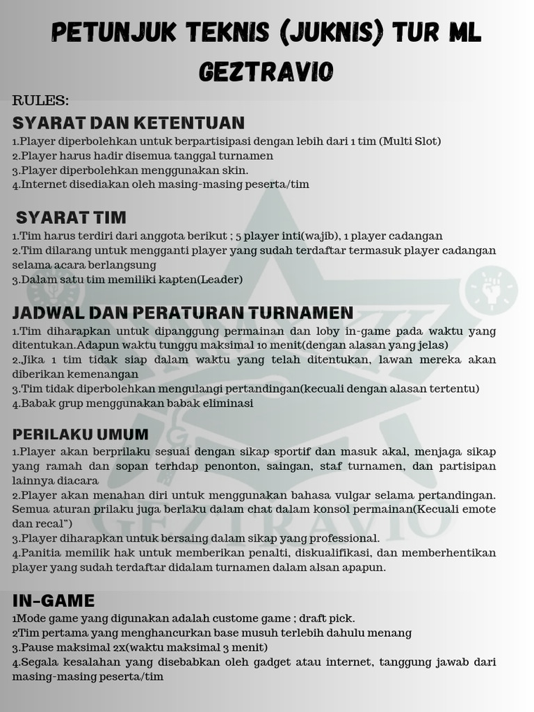 Petunjuk Teknis (Juknis) Tur ML Geztravio | PDF