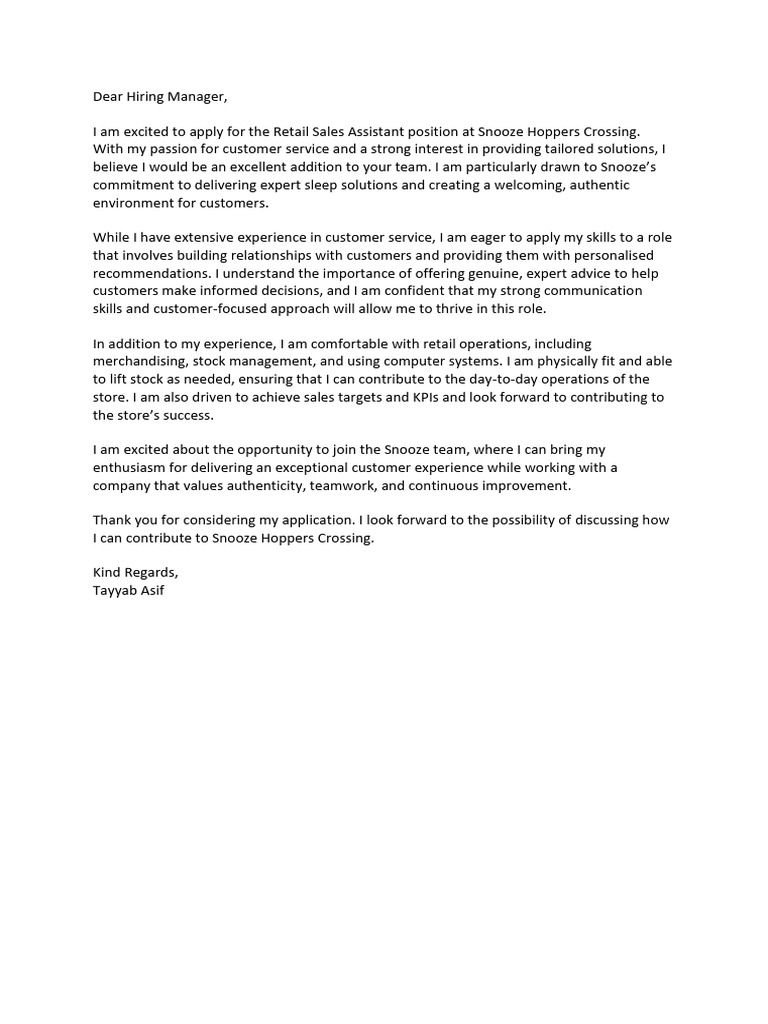 Cover Letter T | PDF