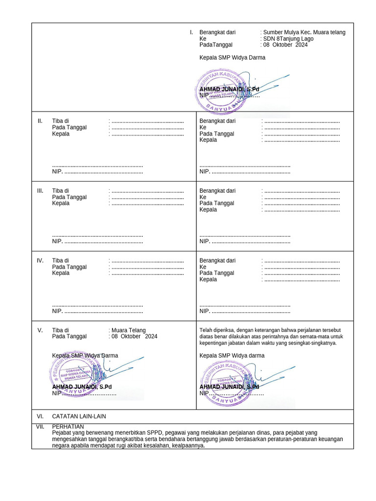SPPD - BELAKANG SMP WD ningsih | PDF