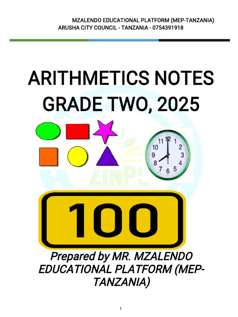Sample - Grade 2 - Notes Math-Mr. Mzalendo | PDF
