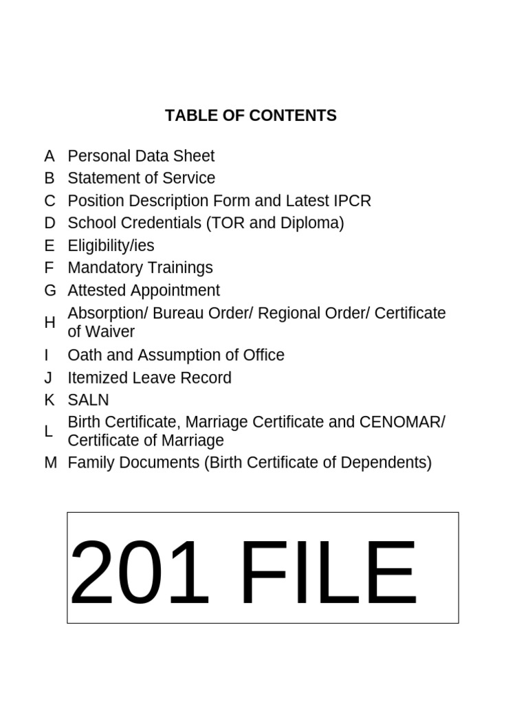 201 File Template | PDF