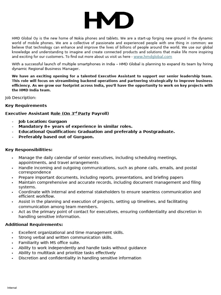 Job Description_Executive Assistant | PDF | Business