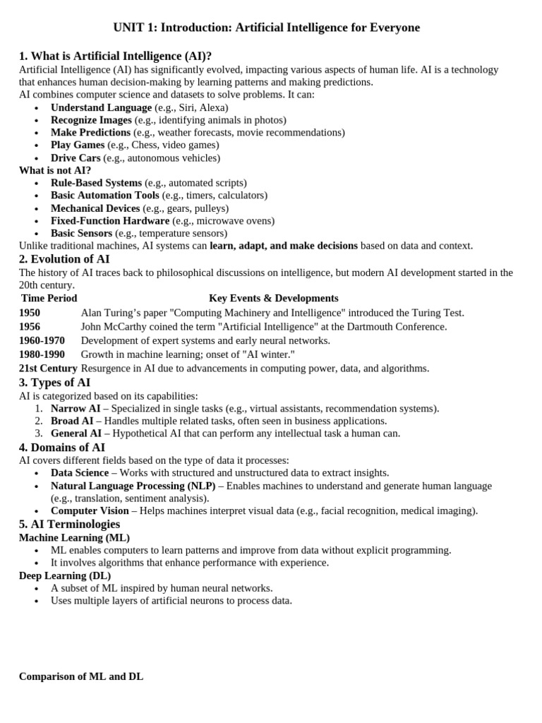 UNIT1_AI for everyone | PDF | Artificial Intelligence | Intelligence (AI) & Semantics