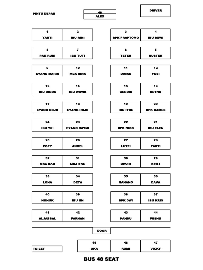 Denah Bus 48 Set | PDF