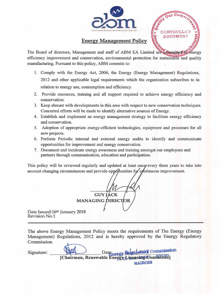 Energy Management Policy | PDF