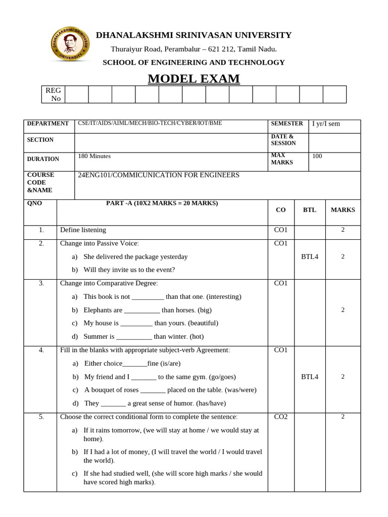 ENG MODEL QP | PDF