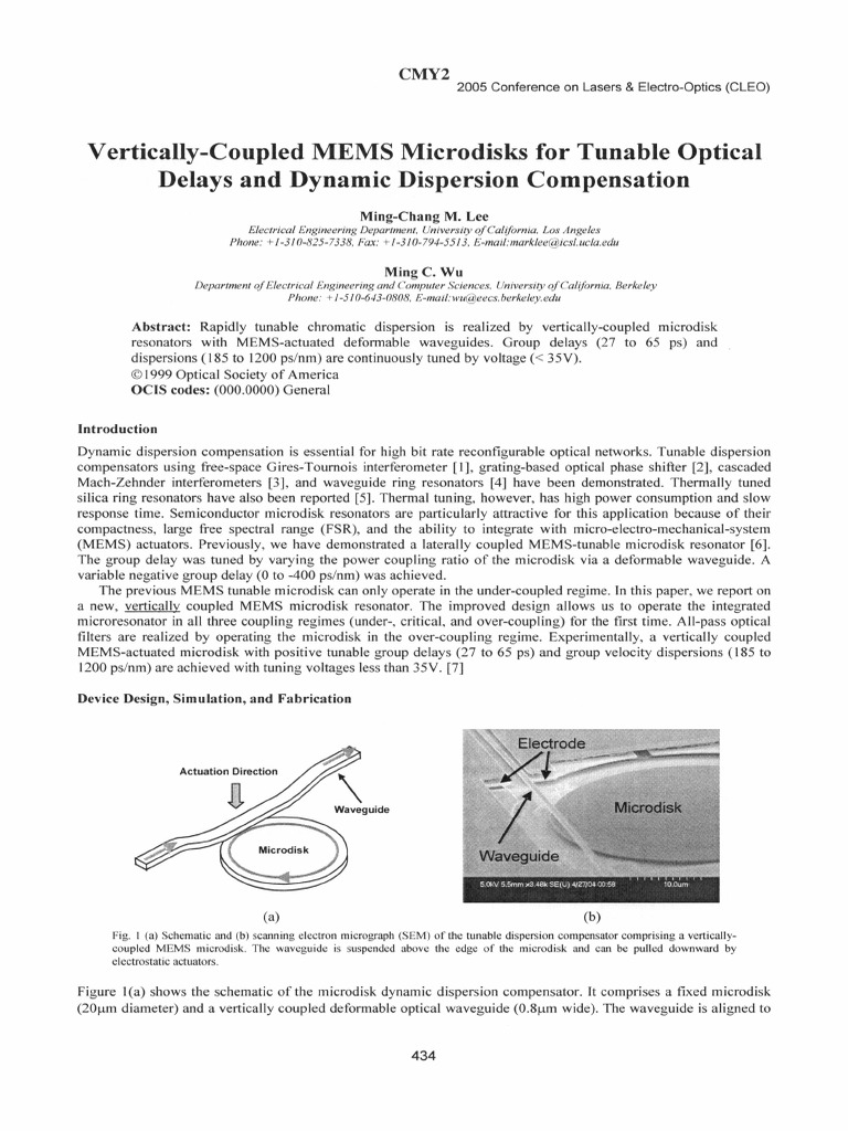 Vertically Coupled MEMS Microdisks For T | PDF | Dispersion (Optics ...