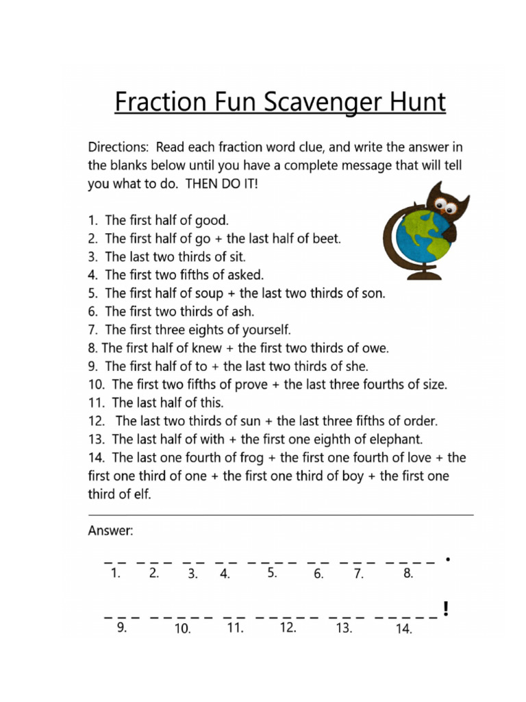 FractionFunScavengerHunt 1 | PDF