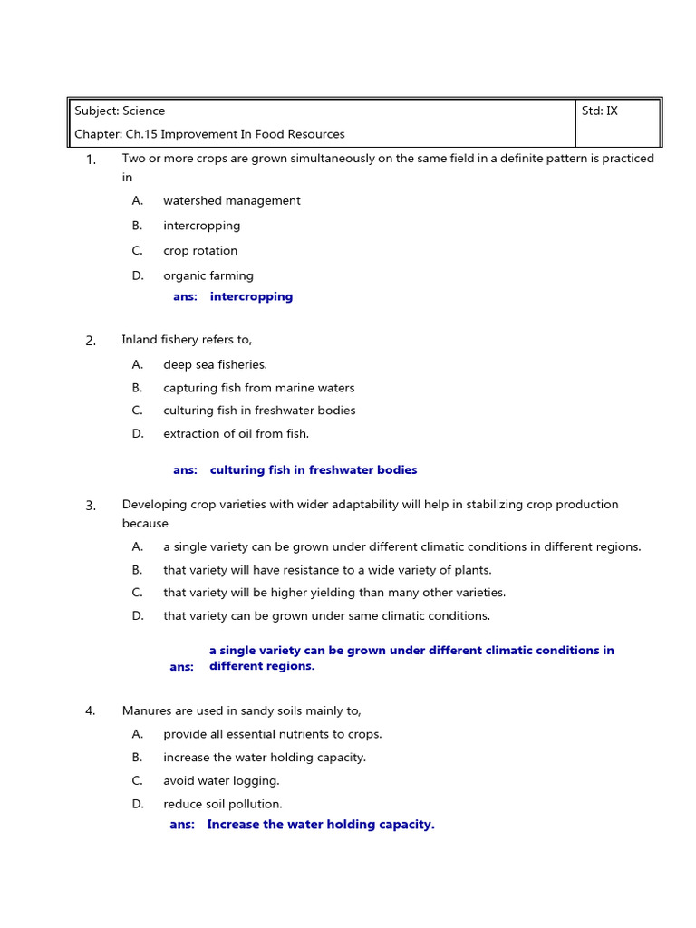 MSG - 11 - 219837 - Biology - Practice Sheet - Compressed | PDF ...