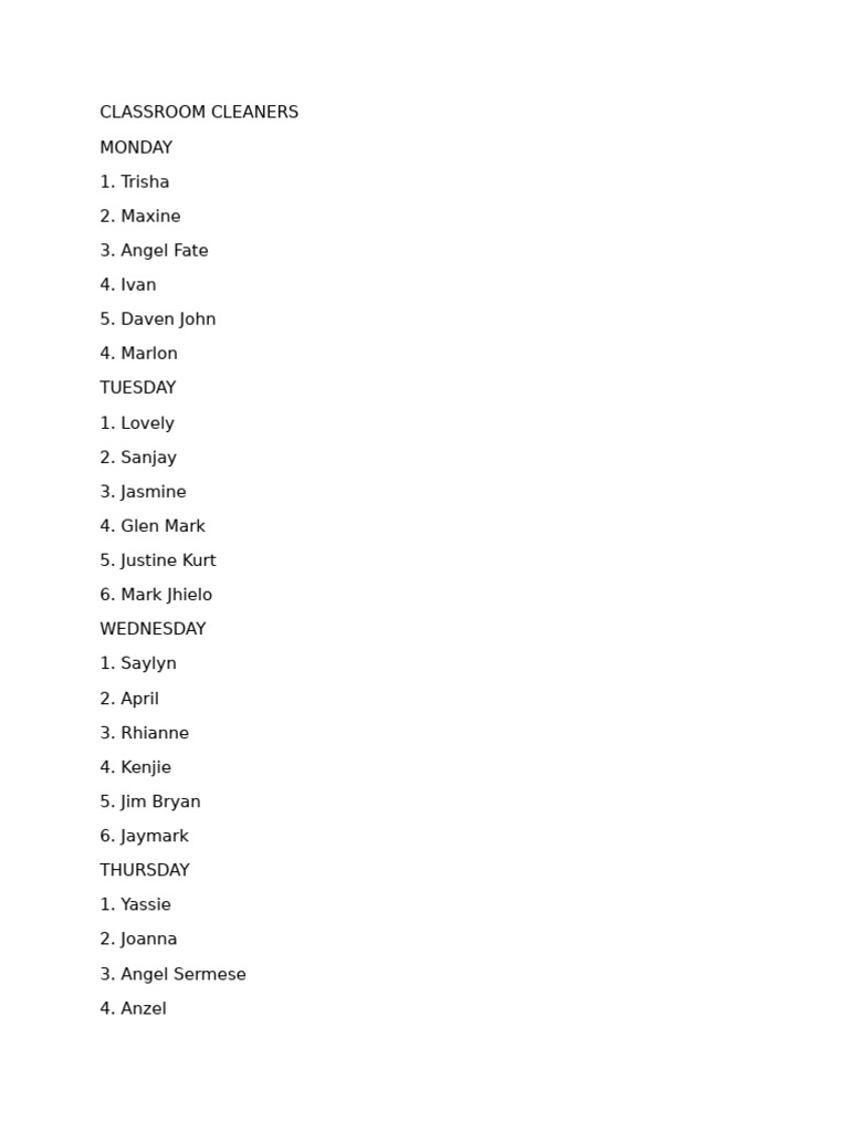 Classroom Cleaners | PDF
