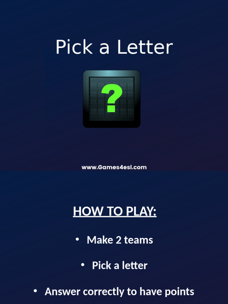 Powerpoint Game - Pick A Letter | PDF