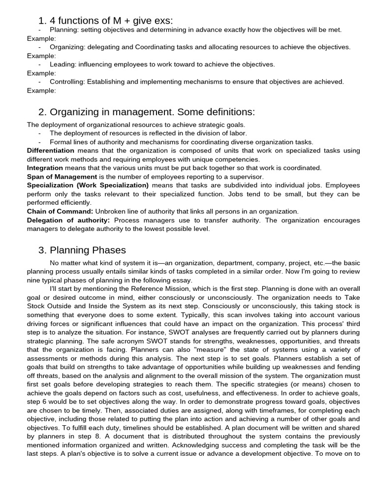 Principles of Management - Final Exam | PDF | Swot Analysis | Business