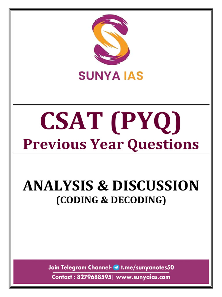 CSAT PYQs - CODING & DECODING - Sunya IAS | PDF | Numbers | Arithmetic