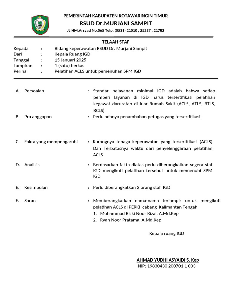 TELAAH STAf ACLS 2024 RIZKI OK | PDF