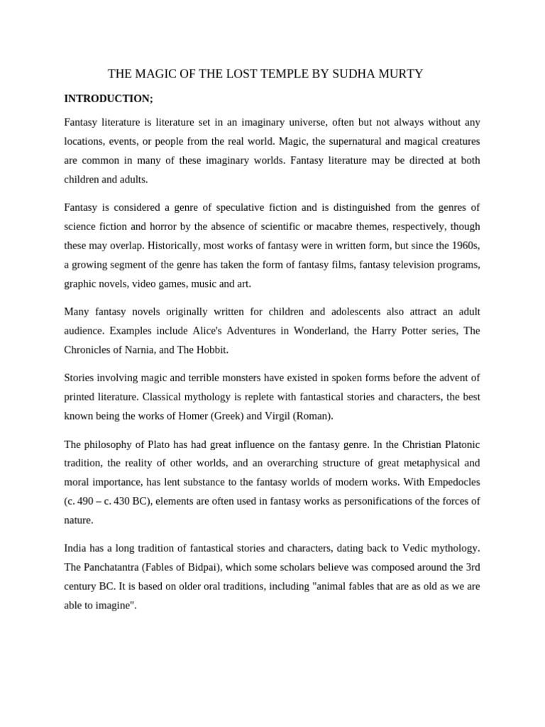 The Magic of The Lost Temple by Sudha Murty | PDF | Fantasy | Fantasy ...