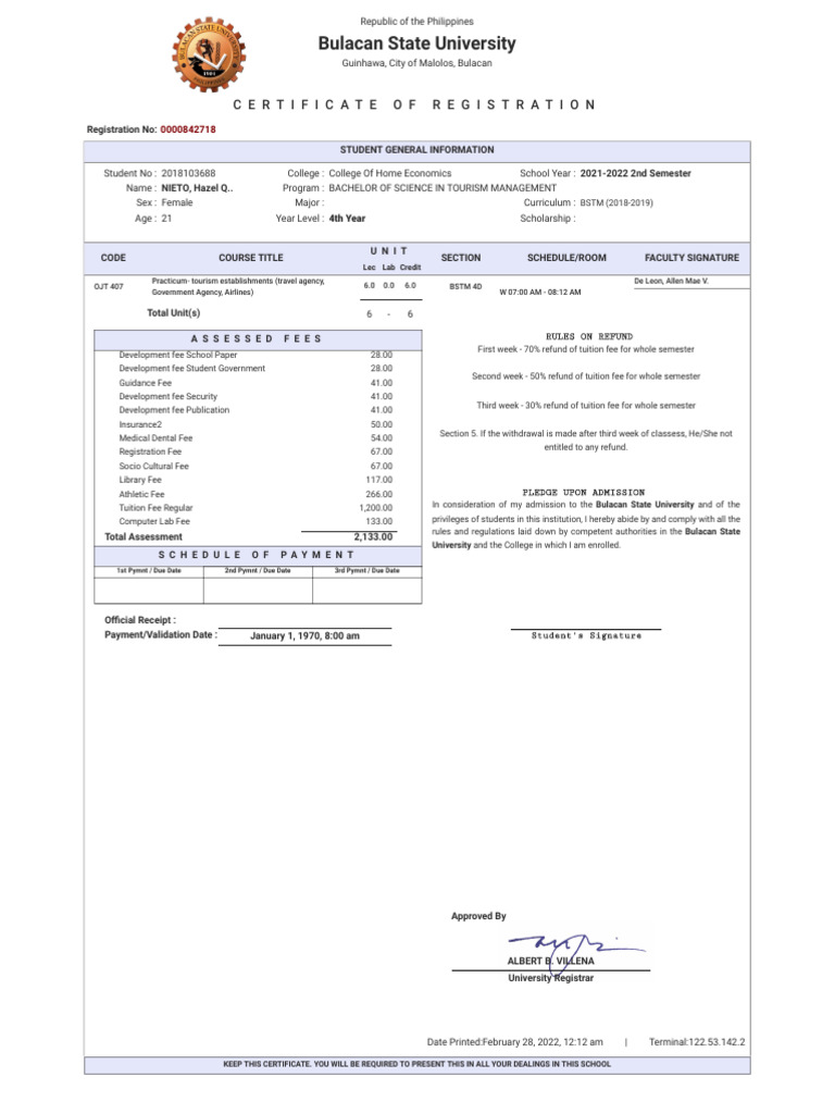 Certificate of Registration | PDF | Fee
