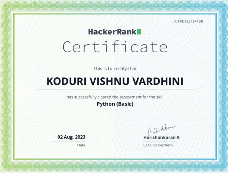 Python Basic Certificate | PDF