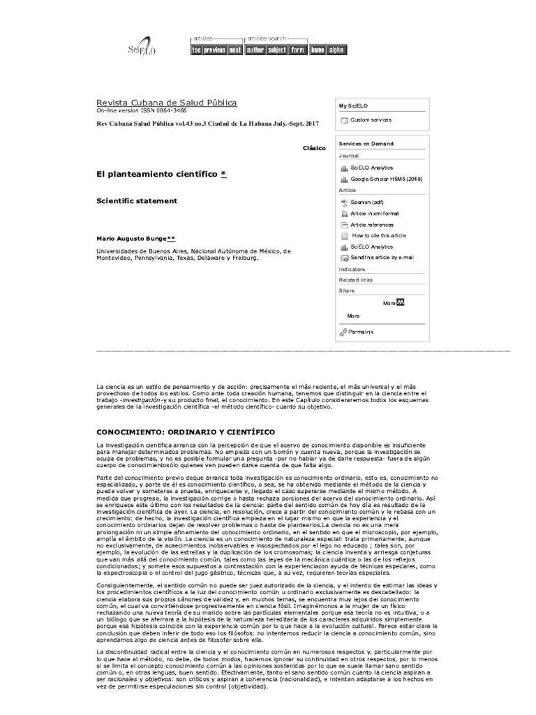 BUNGE - Mario - El Planteamiento Cientifico | PDF