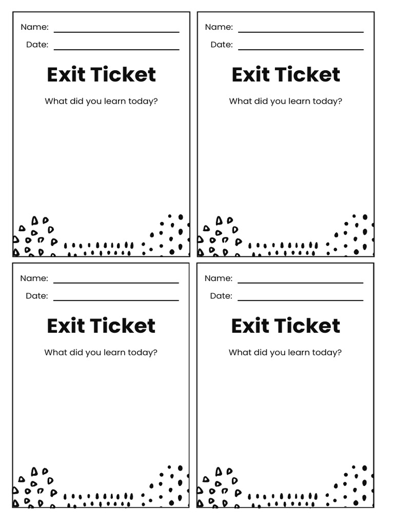 Black and White Strategy Back To School Exit Ticket | PDF