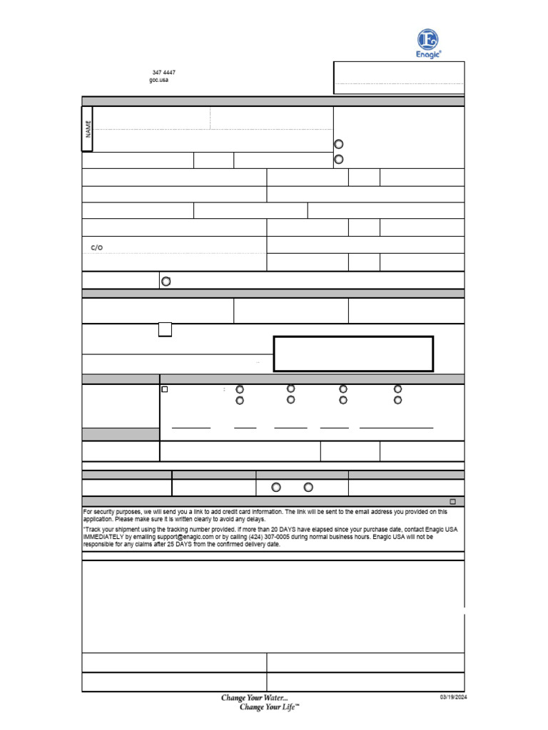 Enagic Distributor Application Form | PDF | Credit Card | Payments