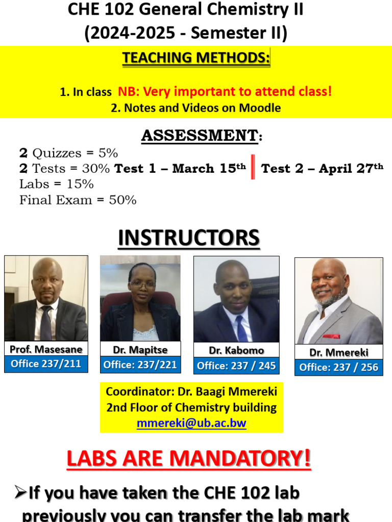 CHE 102 Introduction Slide 2025 | PDF