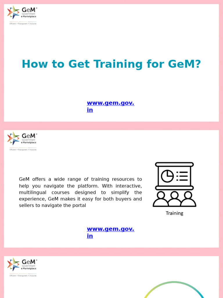 GeM Training Resources and Workshops | PDF