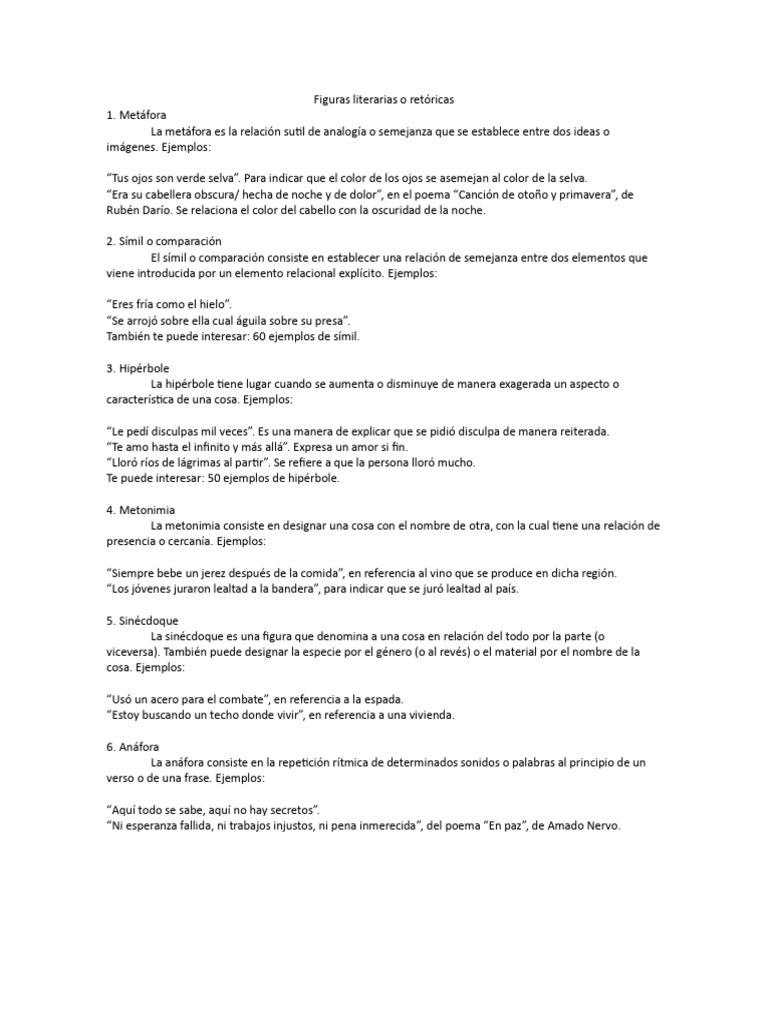 Figuras Literarias o Retóricas | PDF | Metáfora | Alegoría