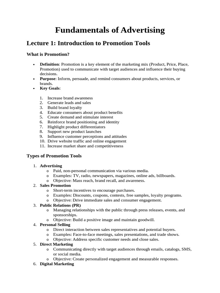 Advertising Fundamentals Overview | PDF | Promotion (Marketing ...