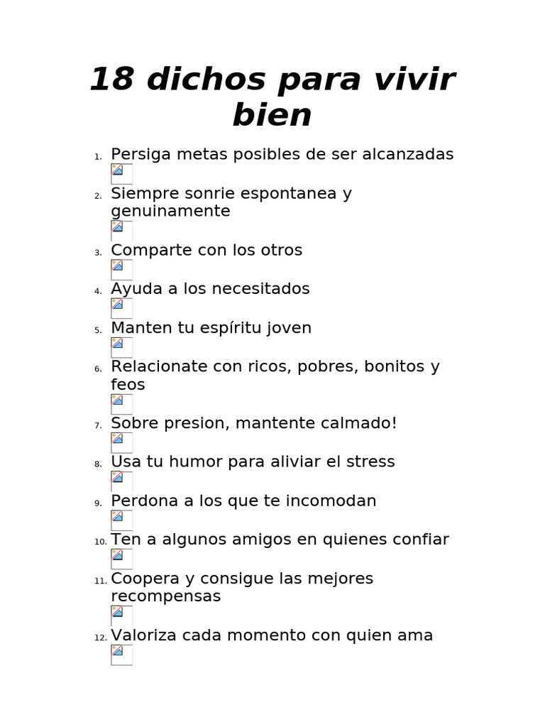 18 Dichos para Vivir Bien | PDF
