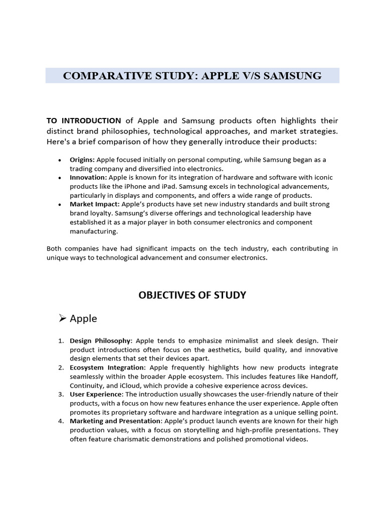 COMPARATIVE STUDY | PDF | Apple Inc. | Brand