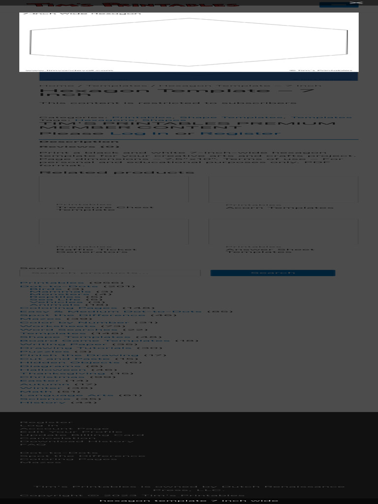 Hexagon Template - 7 Inch - Tim's Printables | PDF