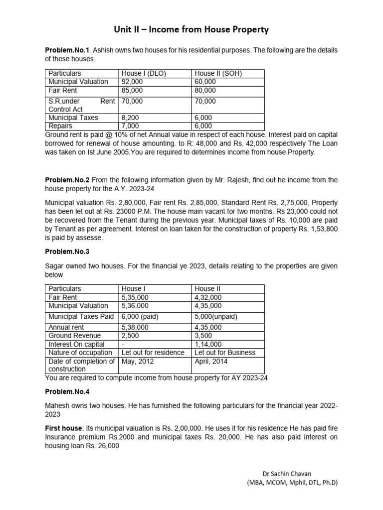 Income from House Property Calculations | PDF | Taxes | Interest