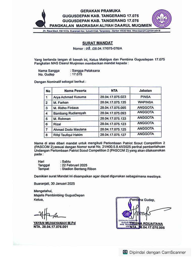 Surat Mandat Mas Daarul Muqimien | PDF