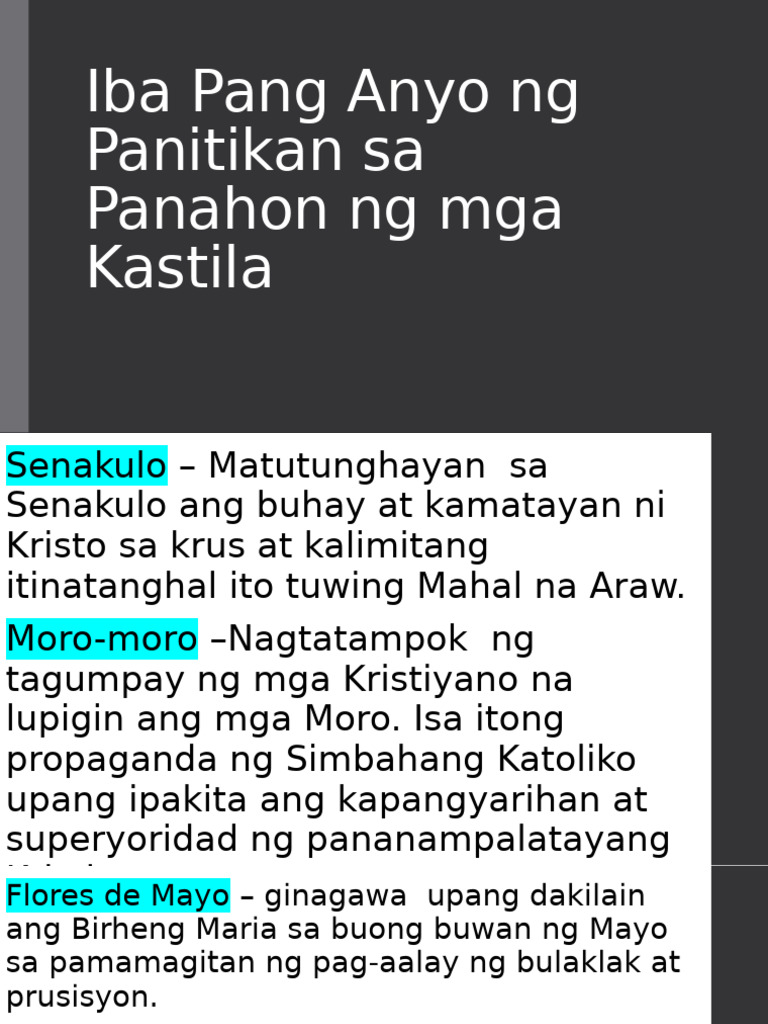 Iba Pang Anyo NG Panitikan Sa Panahon NG Kastila | PDF