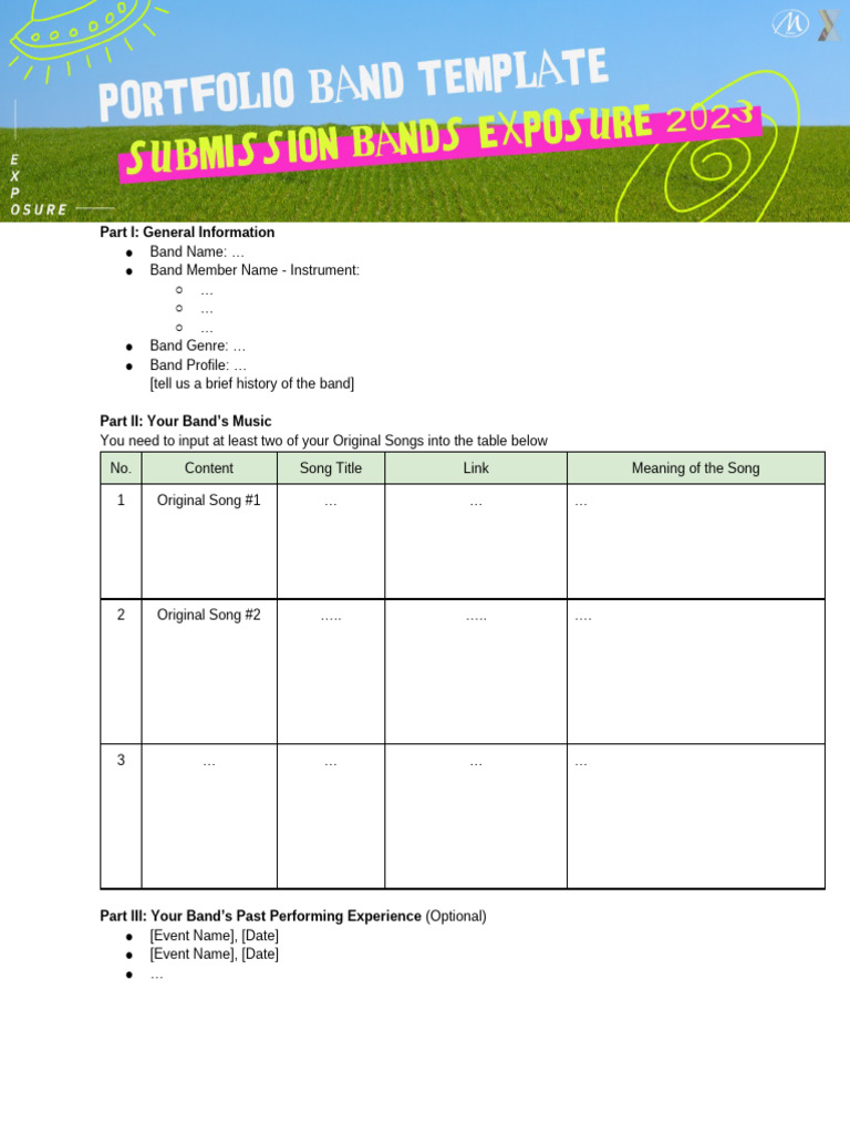 Template Portfolio Band EXPOSURE 2023 | PDF