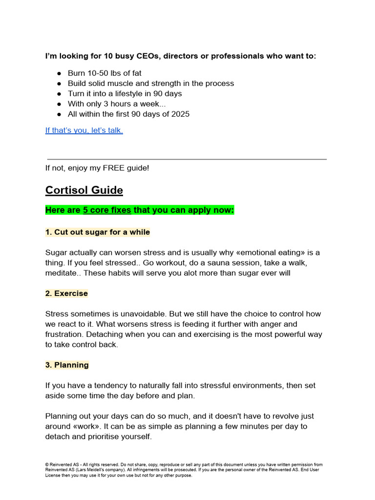 Cortisol Guide Pdf Sleep Occupational Burnout