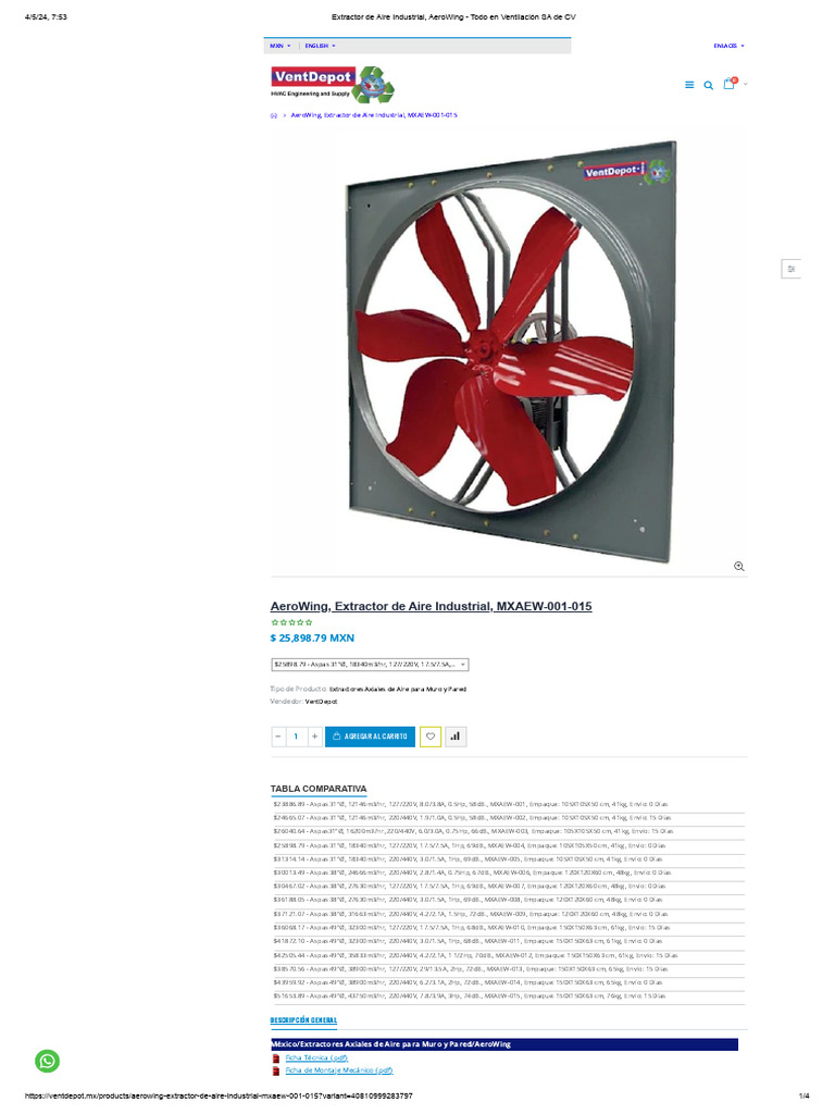 Extractores Industriales AeroWing | PDF