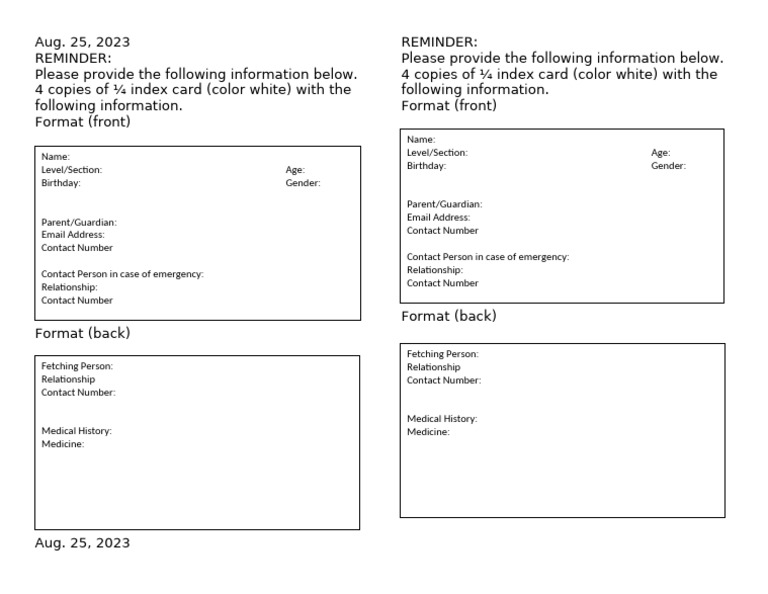 Index Card Info | PDF